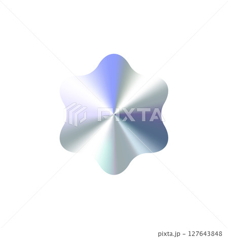 Glossy Chrome Gradient Wavy Starburst Shape...のイラスト素材 [127643848] - PIXTA
