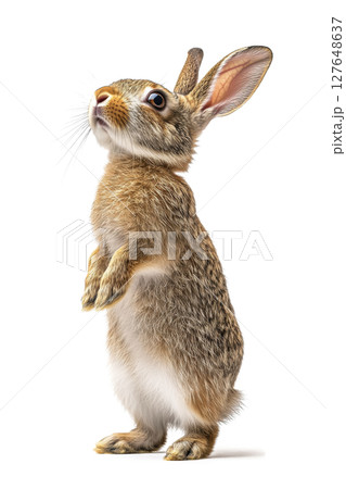 A standing rabbit curiously observing its...のイラスト素材 [127648637] - PIXTA
