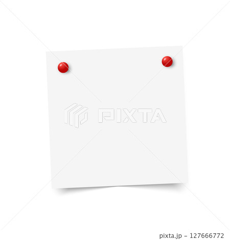 Realistic blank sticky note pinned with a red...のイラスト素材 [127666772] - PIXTA