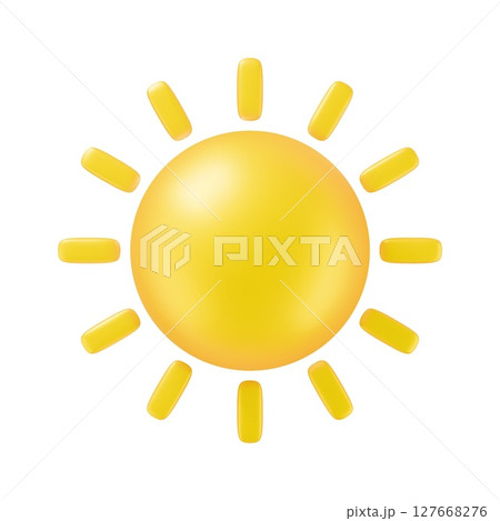 Glossy yellow sun sphere in realistic 3d style...のイラスト素材 [127668276 ...