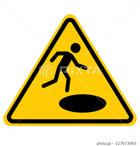 Hole in ground warning sign. Risk of death or...のイラスト素材 [127673663] - PIXTA