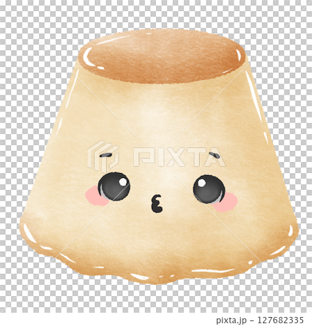 Cute Kawaii flan pudding custard with cute face...のイラスト素材 [127682335 ...