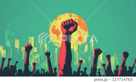 Civil rights activists raise their fists in...のイラスト素材 [127714763] - PIXTA