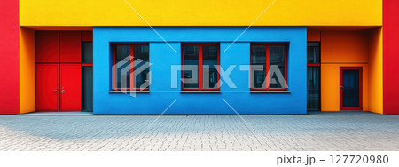 vibrant Bauhaus inspired building facade with...のイラスト素材 [127720980] - PIXTA