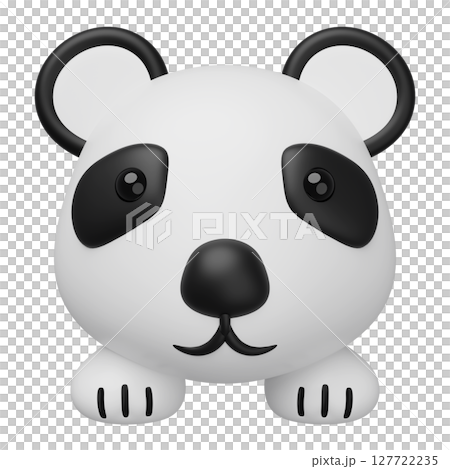 3d cute panda head icon with foot isolated....のイラスト素材 [127722235] - PIXTA