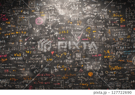 Chalkboard filled with complex mathematical...のイラスト素材 [127722690] - PIXTA