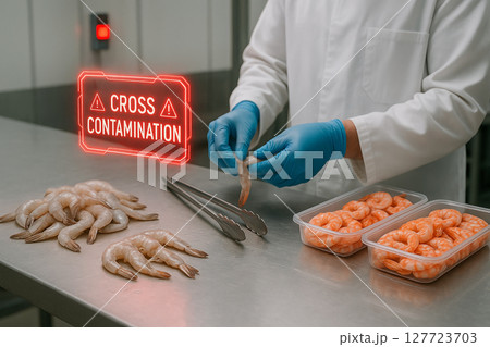 Cross Contamination Hazard with Raw and Cooked...のイラスト素材 [127723703 ...
