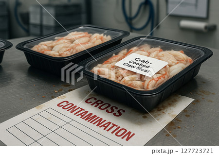 Cross Contamination risk with packaged cooked...のイラスト素材 [127723721] - PIXTA