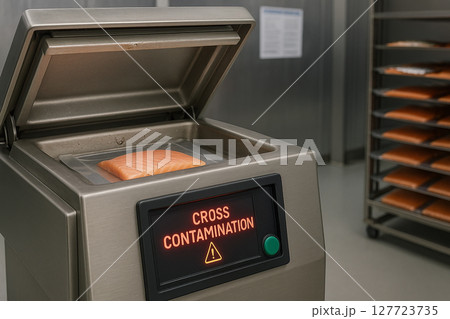 Cross Contamination alert on vacuum packaging...のイラスト素材 [127723735] - PIXTA