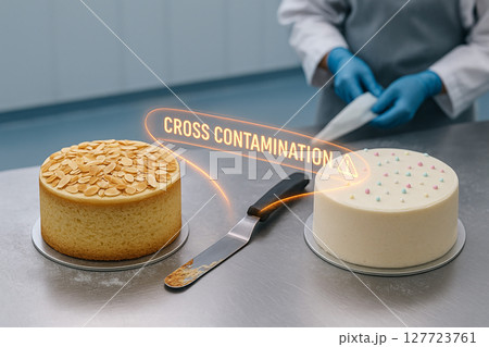 Cross Contamination Risk Between Almond Cake...のイラスト素材 [127723761] - PIXTA
