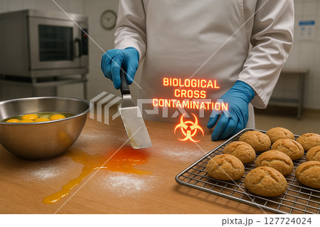 Cross Contamination Risk in Gluten-Free Bakery...のイラスト素材 [127724024 ...
