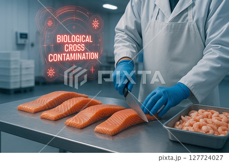 Cross Contamination Risk in Cold Chain Seafood...のイラスト素材 [127724027 ...