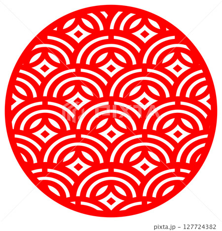 Traditional circular Japanese geometric pattern...のイラスト素材 [127724382 ...