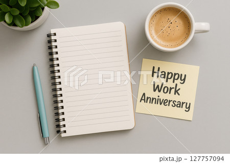 Happy work anniversary message on sticky note...のイラスト素材 [127757094] - PIXTA