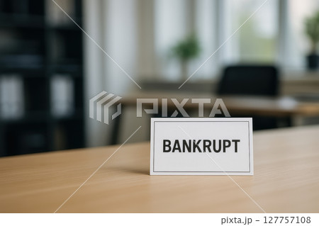 Bankrupt sign on wooden table in office with...のイラスト素材 [127757108] - PIXTA
