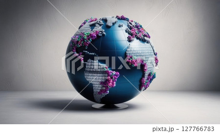 A stylized globe features vibrant colors and...のイラスト素材 [127766783] - PIXTA