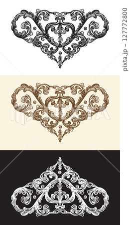 Set of baroque hand drawing design elements...のイラスト素材 [127772800] - PIXTA