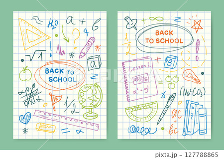 A set of Back to School templates with...のイラスト素材 [127788865] - PIXTA