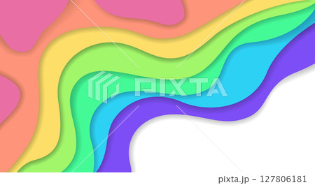 Abstract wavy muted rainbow colors paper cut...のイラスト素材 [127806181] - PIXTA