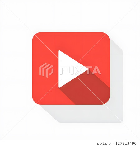 minimal play button icon, transparent...のイラスト素材 [127813490] - PIXTA
