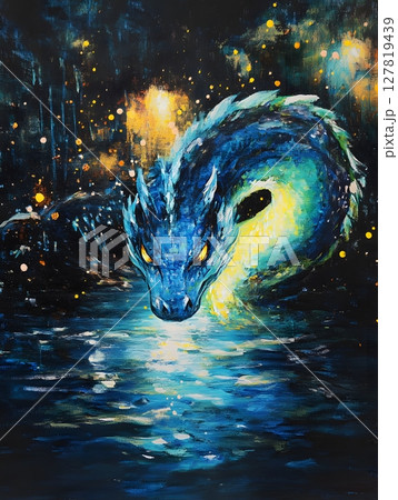 A_water_spirit_shaped_like_a_serpentのイラスト素材 [127819439] - PIXTA