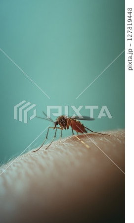Mosquito perched on human skin, extracting...のイラスト素材 [127819448] - PIXTA
