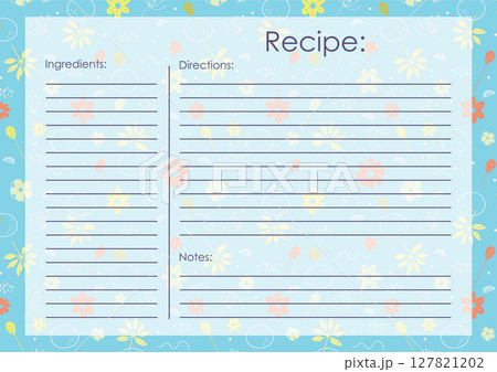 Recipe card template spring decor blank....のイラスト素材 [127821202] - PIXTA