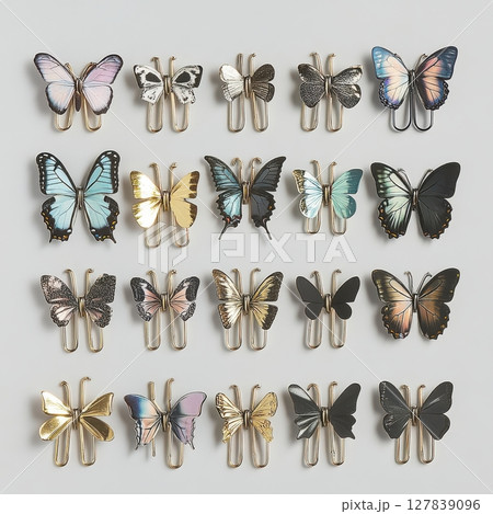 Elegant Butterfly Paper Clips Gold Set...のイラスト素材 [127839096] - PIXTA