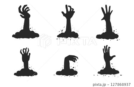 Scary monster hand emerging from the ground....のイラスト素材 [127868937] - PIXTA