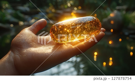 graceful hand reaches out floating vitamin...のイラスト素材 [127878754] - PIXTA