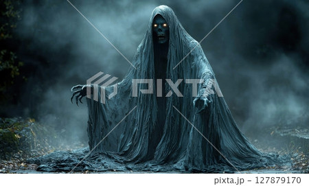wraith like figure appears, cloaked in tattered...のイラスト素材 [127879170 ...