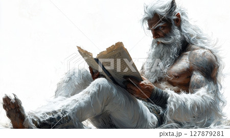 wise centaur gray streaks in his long mane sits...のイラスト素材 [127879281 ...