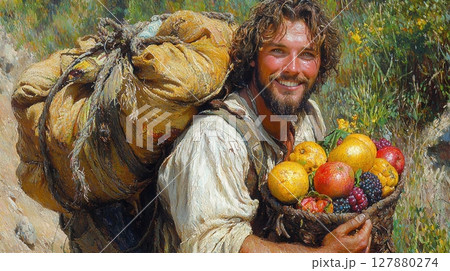 In lively fantasy setting, satyr curly brown...のイラスト素材 [127880274] - PIXTA