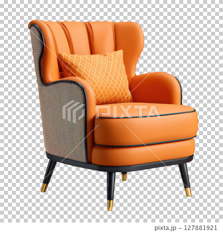 Vibrant Orange Lounge Chair with Unique Design...のイラスト素材 [127881921] - PIXTA
