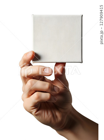 Hand holding blank square canvas isolated on...のイラスト素材 [127909415] - PIXTA
