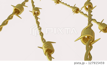 The Gold barbed wire for war concept 3d...のイラスト素材 [127915459] - PIXTA