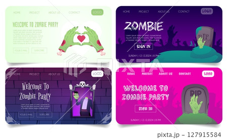 Welcome to Zombie party landing page...のイラスト素材 [127915584] - PIXTA