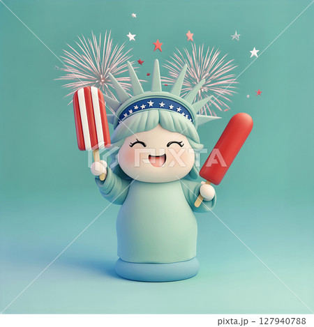 statue of liberty celebrating fourth of julyのイラスト素材 [127940788] - PIXTA