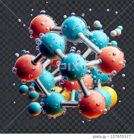 atoms coming together to form a moleculeのイラスト素材 [127970317] - PIXTA