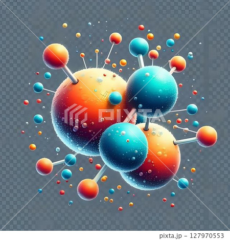 atoms coming together to form a moleculeのイラスト素材 [127970553] - PIXTA
