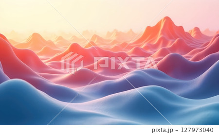 3D waves with colorful bumps, fluid shapes in...のイラスト素材 [127973040] - PIXTA