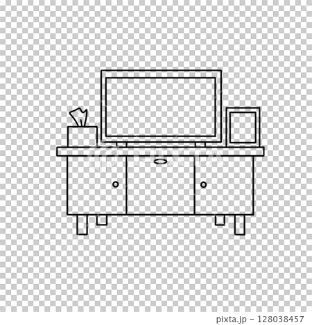 A black and white drawing of a television stand...のイラスト素材 [128038457 ...