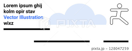 Figure jumping over lines, cloud shape and...のイラスト素材 [128047259] - PIXTA