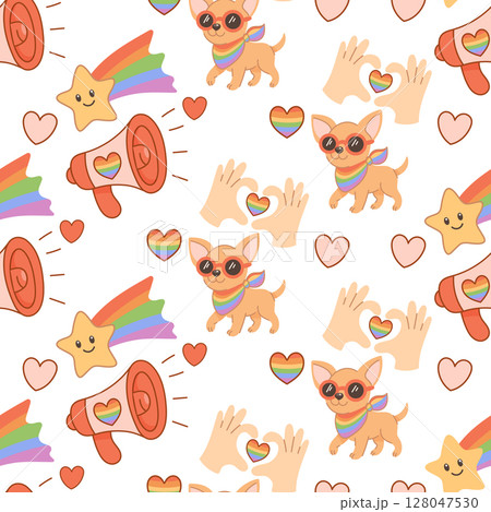 Pride Celebration Cute Elements Patternのイラスト素材 [128047530] - PIXTA
