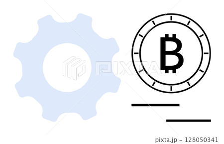 Gear wheel with Bitcoin symbol represents...のイラスト素材 [128050341] - PIXTA