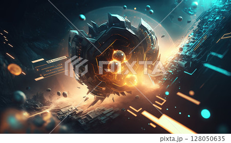 Colorful explosion of sci-fi engine and...のイラスト素材 [128050635] - PIXTA