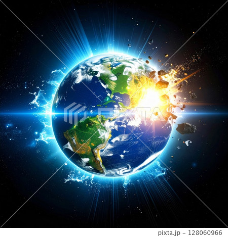 Earth Explosion Dramatic Space Sceneのイラスト素材 [128060966] - PIXTA