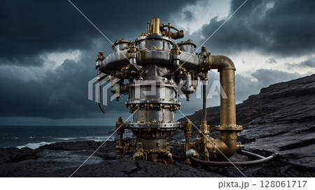Imposing pumping machine extracting geothermal...のイラスト素材 [128061717 ...