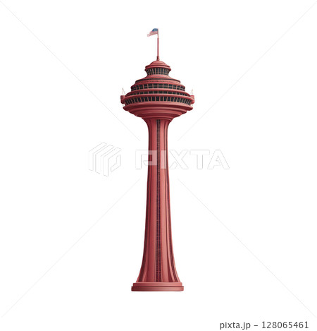 Tall, red observation tower with futuristic...のイラスト素材 [128065461] - PIXTA