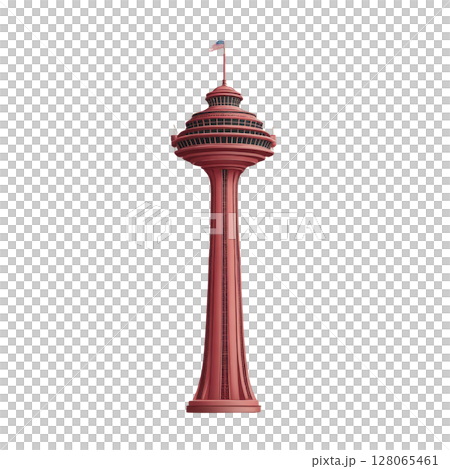 Tall, red observation tower with futuristic...のイラスト素材 [128065461] - PIXTA